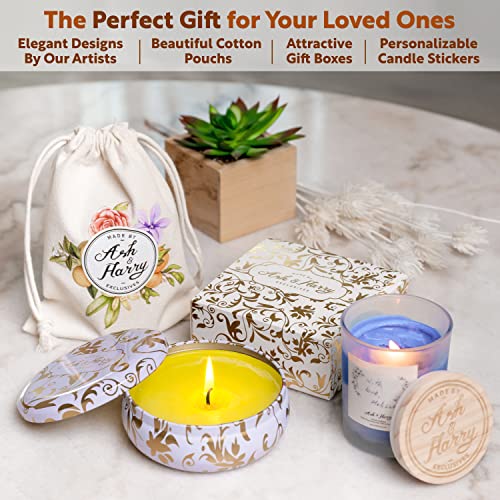 ASH & HARRY (US Based Company Premium Candle Making Kit - Complete DIY Starter Set - Pure Soy Wax, Designer 10 Tin & Glass Jars - 10 CPL Branded Fragrances, Soy Wax Candle Maker Dyes