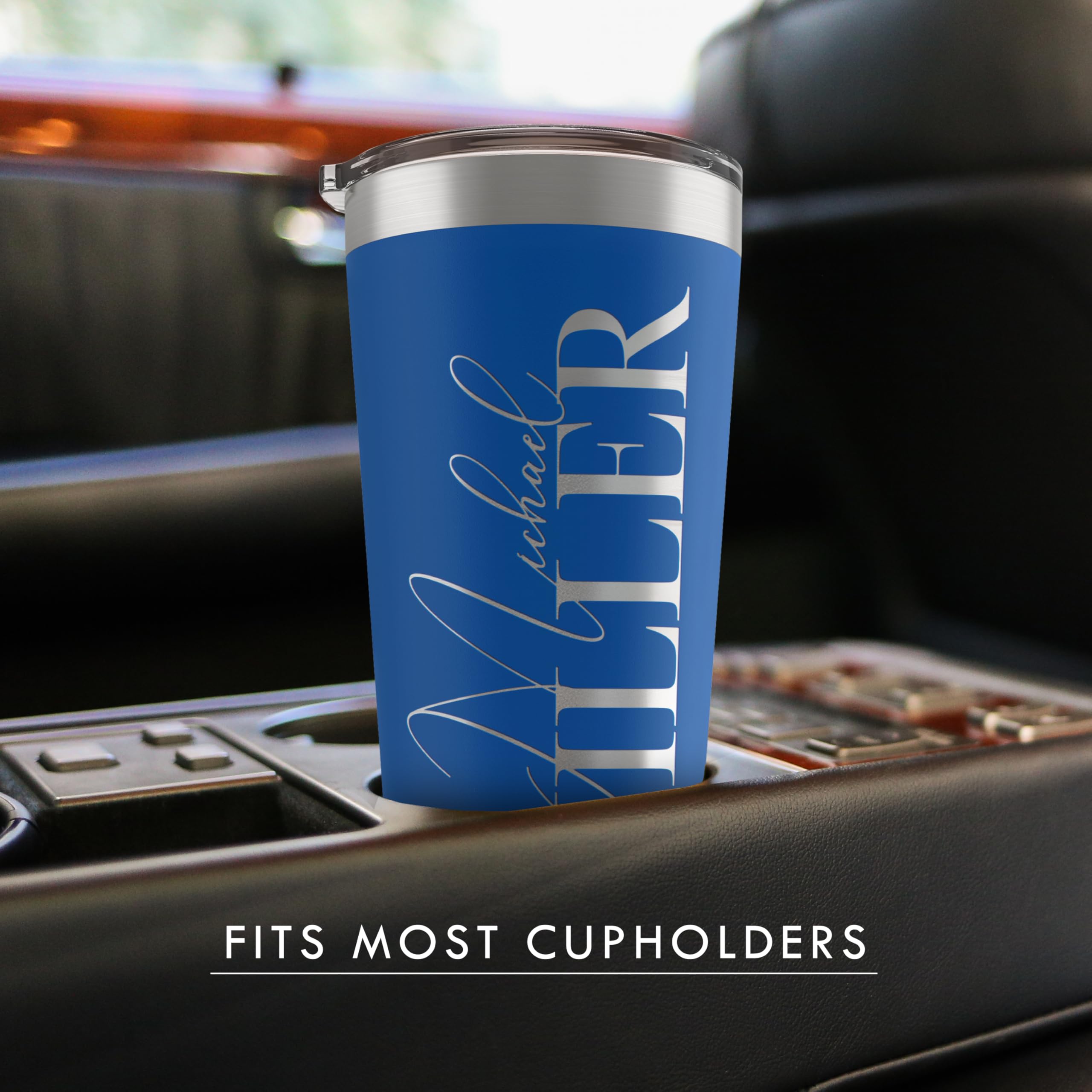 Personalized Tumbler with Engraved Name - 12 Designs, 20 Oz Coffee Tumbler with Slider Lid, Sky Blue, Double Wall Insulated - Custom Gifts for Women