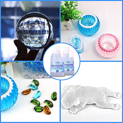 MTBJZJ Crystal Clear Epoxy Resin| Scratch Resistant,UV Resistant Resin Kit | for Resin Molds, Desktop, Craft, Jewelry Casting, DIY-0.5Gallon Kit