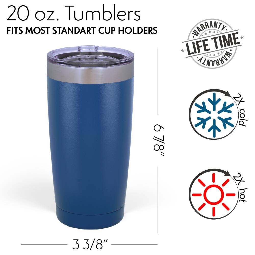 Personalized Tumbler with Engraved Name - 12 Designs, 20 Oz Coffee Tumbler with Slider Lid, Sky Blue, Double Wall Insulated - Custom Gifts for Women