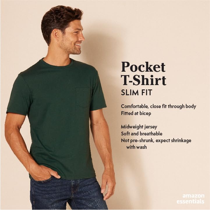 Amazon Essentials Men's Slim-Fit Short-Sleeve Crewneck T-Shirt, Pack of 2, Black, Small