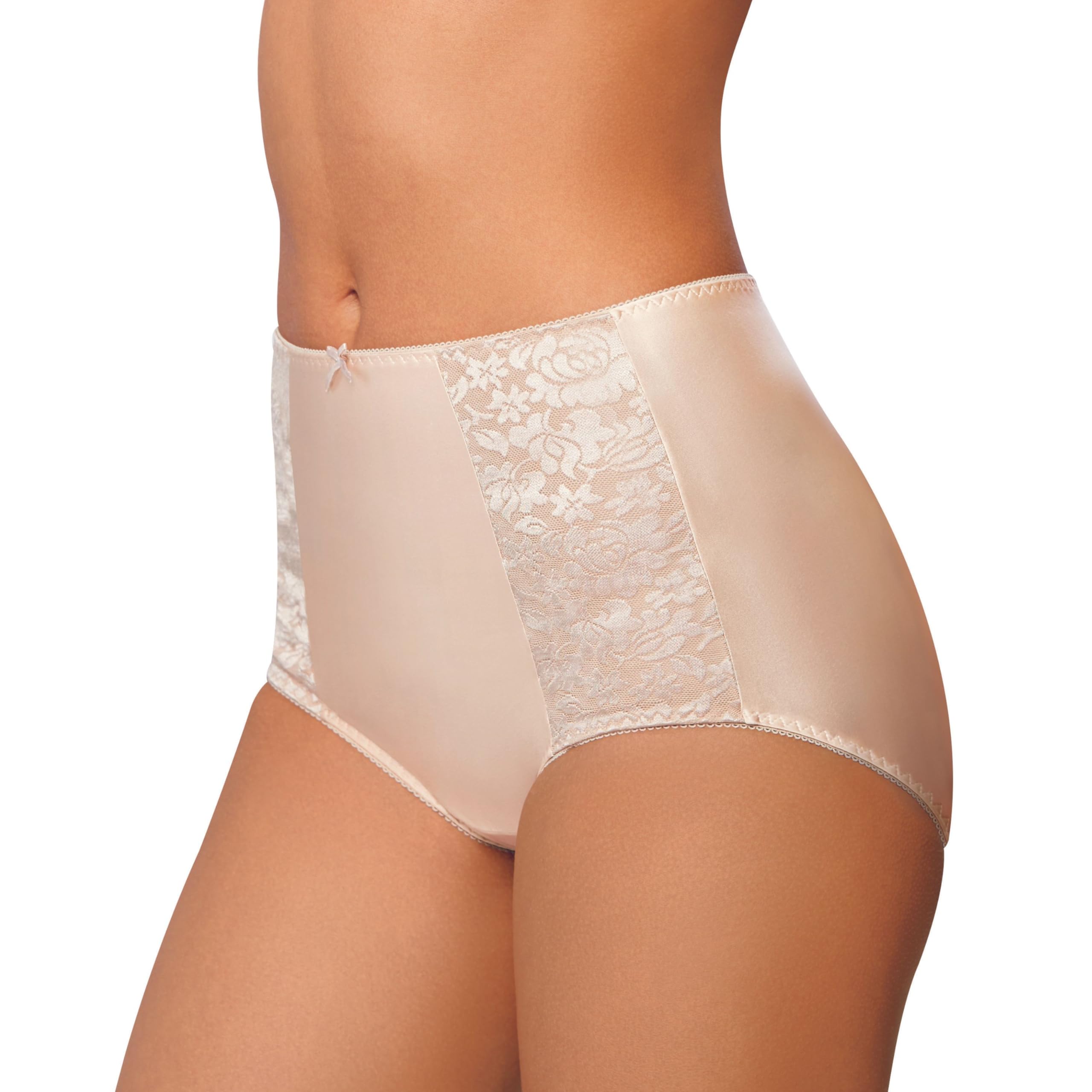 Bali Double Support Stretch Brief Pack, 3-Pack, Moisture-Wicking Underwear for Women, Soft Taupe/Light Beige/Blushing Pink, 10