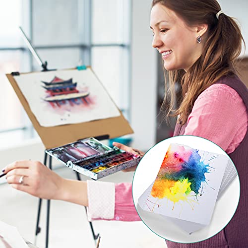 TecUnite 60 Sheets Watercolor Paper White Cold Press Paper Pack for Kid Child Watercolor Drawing Student Artist (5 x 7 Inch)