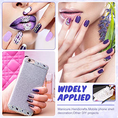 2 Pieces Diamond Painting Pen LED Drill Pens, Diamond Painting Accessories, 12 Replacement Pen Heads, 2 Anti-Slip Mats, 2 Wax Organizer Storage Cases for DIY Painting Craft Tools (Purple, Green)