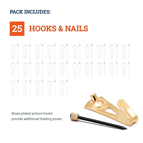 Plaster Picture Hangers 30 lbs - 25 Pack - Picture Hanging Nails - Picture Hanging Hooks - Picture Hang Solutions