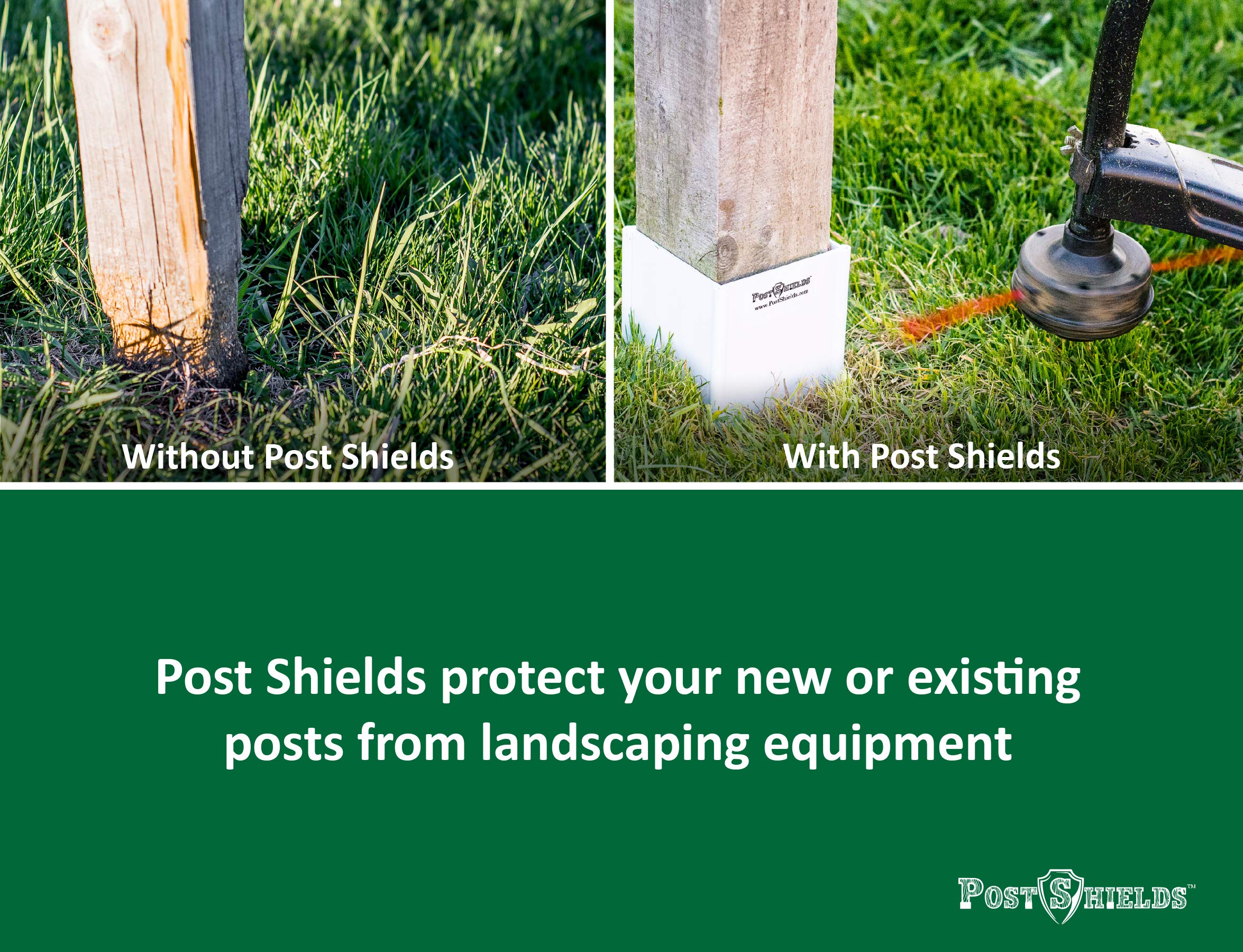 Post Shields Post Protector 6x6 (5.5"x5.5") - 6" H - Protects Your Mailbox, Deck & Fence Posts from Damage by Lawn Maintenance Equipment - Fits Wood & Metal Posts - No Tools, Screws or Nails Needed