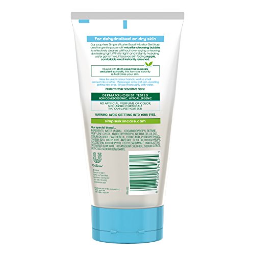 Simple Water Boost Micellar Facial Gel Wash for Sensitive Skin, 5 Ounce (Pack of 3)