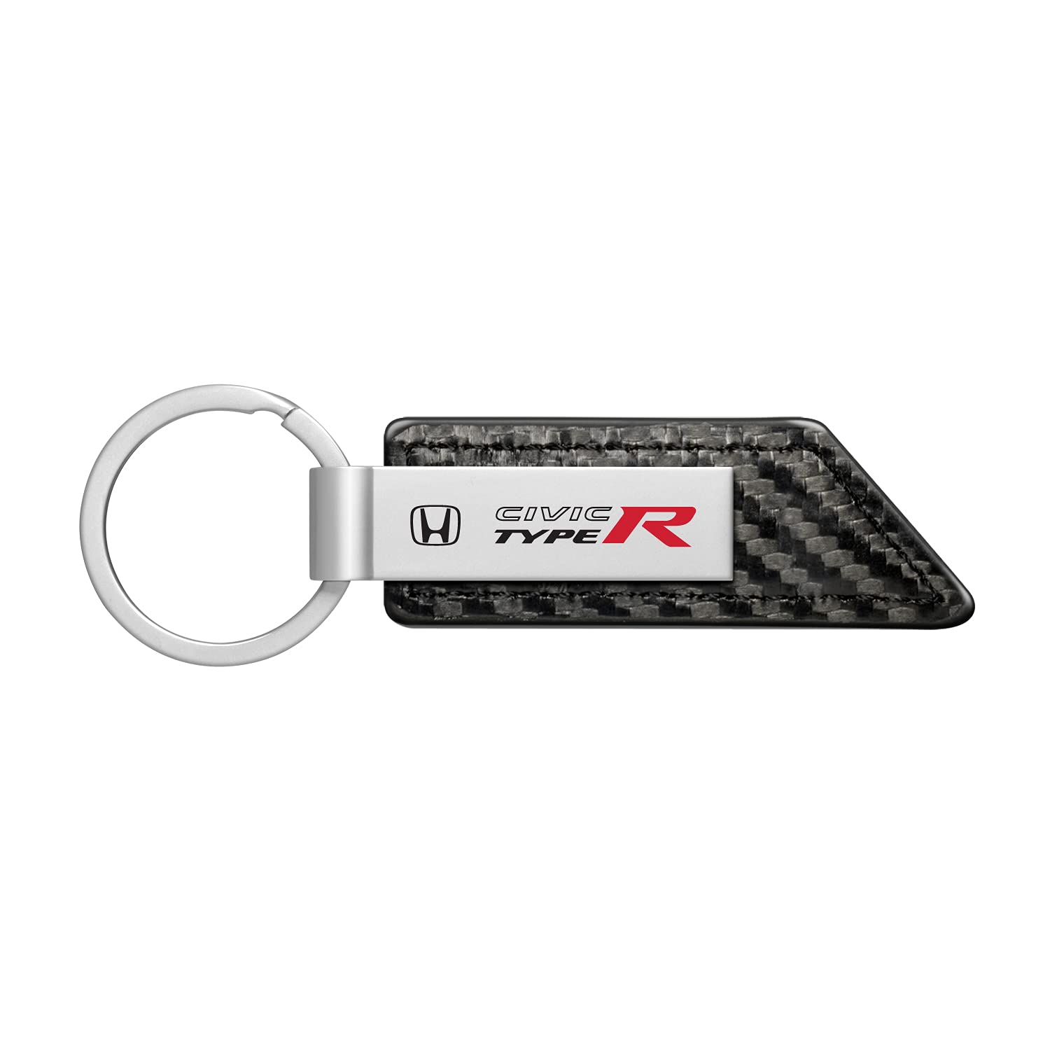 iPick Image Compatible with Honda Civic Type-R Carbon Fiber Texture Black PU Leather Strap Key Chain