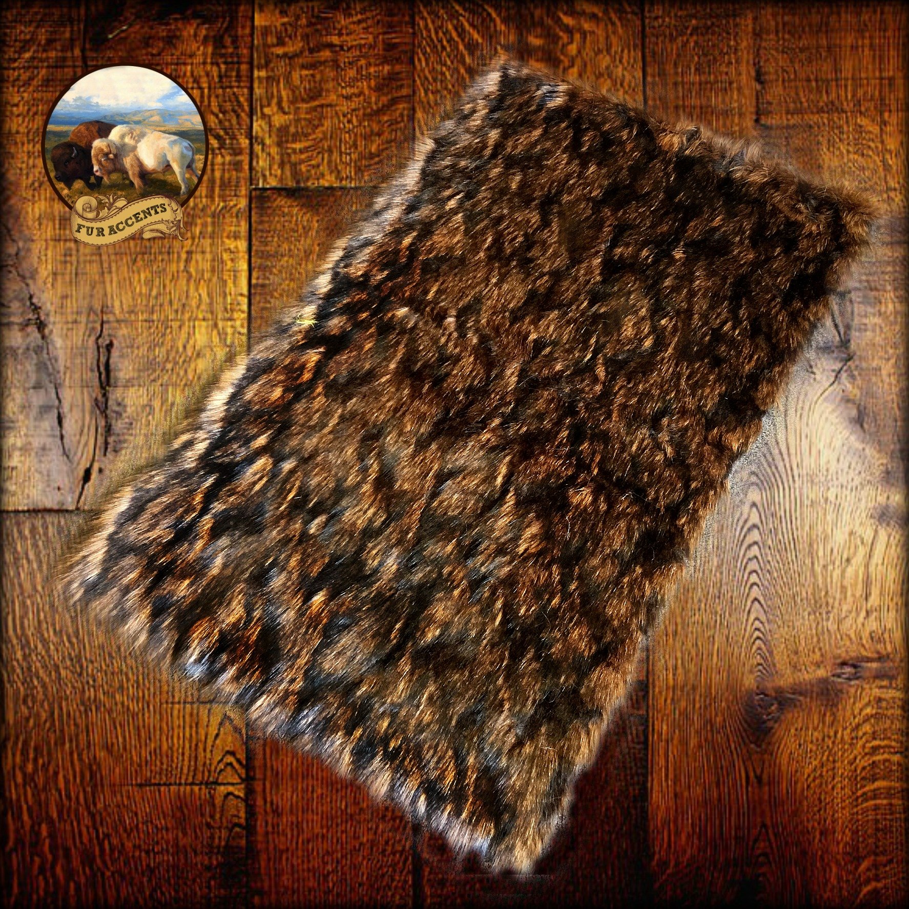 Fur Accents Shag Area Rug - Brown Wolverine Wolf - Luxury Fur Carpet - Soft Faux Fur Sheepskin - Rectangle Accent Rug (4'x6')