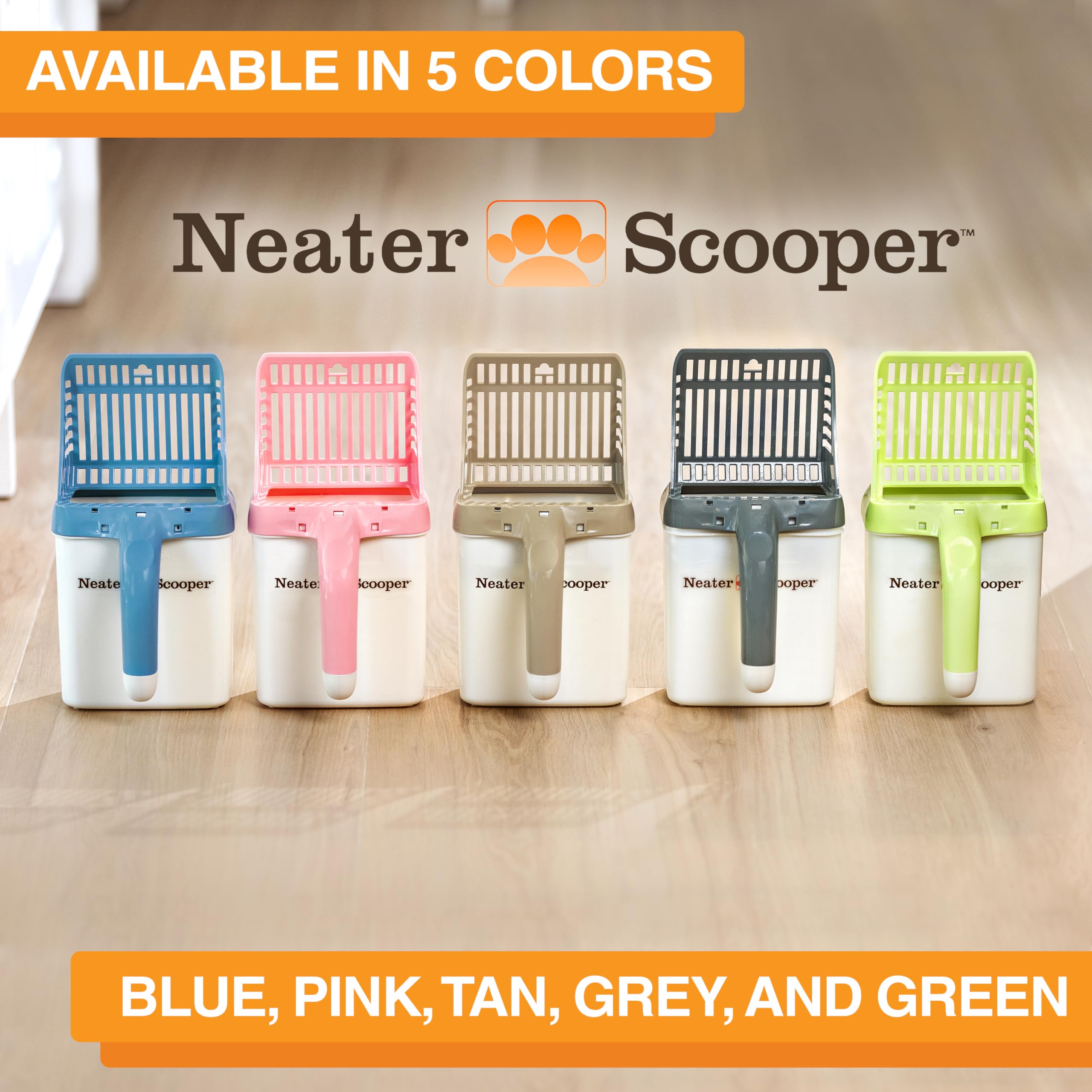 Neater Pets Neater Scooper Standard Cat Litter Scoop, 60 Refill Bags – Mess-Free Cat Litter Scooper with Bag, Spill-Proof Kitty Box Sifter, Bin Doubles as Poop Shovel Holder, For Single-Cat Households