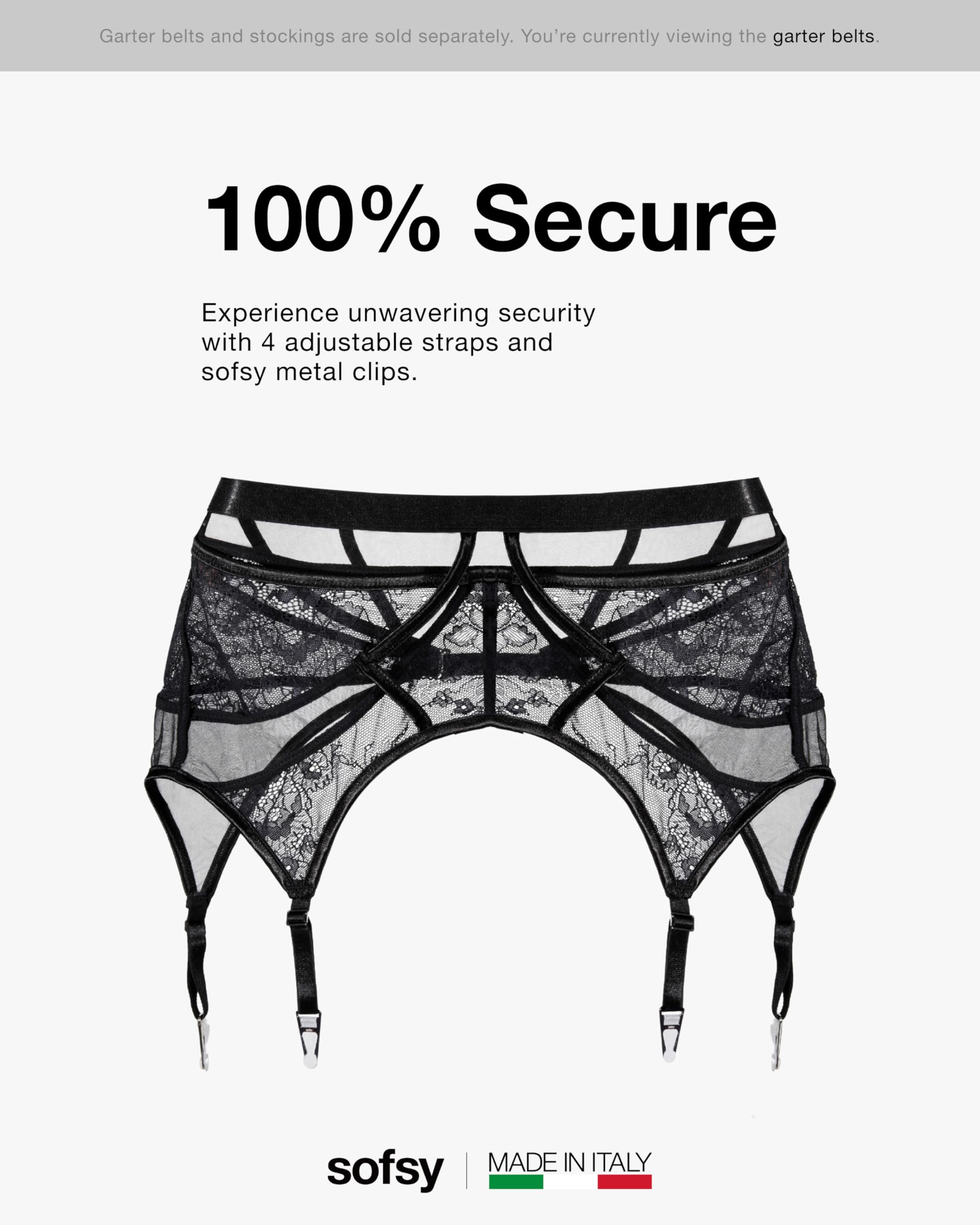 sofsy Adjustable Waist Garter Belt Women Plus Size | Retro Lace Black Lingerie with 4-Strap Metal Clips Stockings Set for Wedding - XL