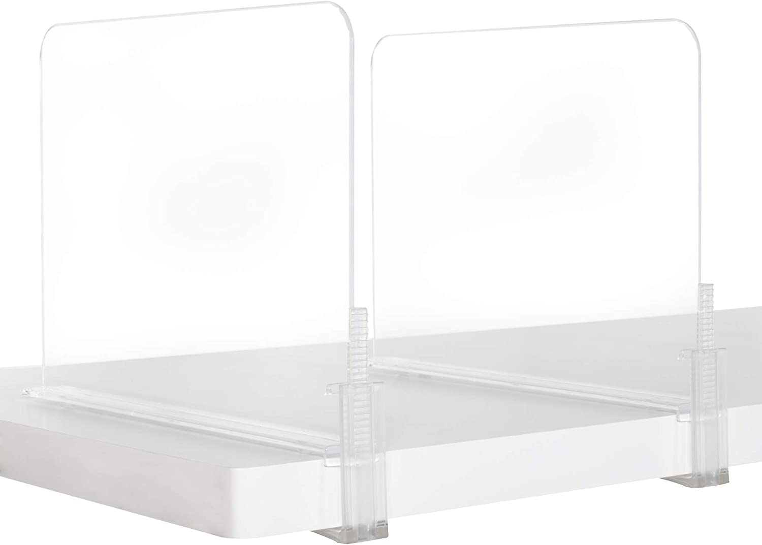 Richards Homewares Acrylic Shelf dividers 2 Pack- Closet Organizer and Storage for Purses, Sweaters, Clothes or Books - Clear Separators for Bedroom Kitchen Cabinets or Office Shelves
