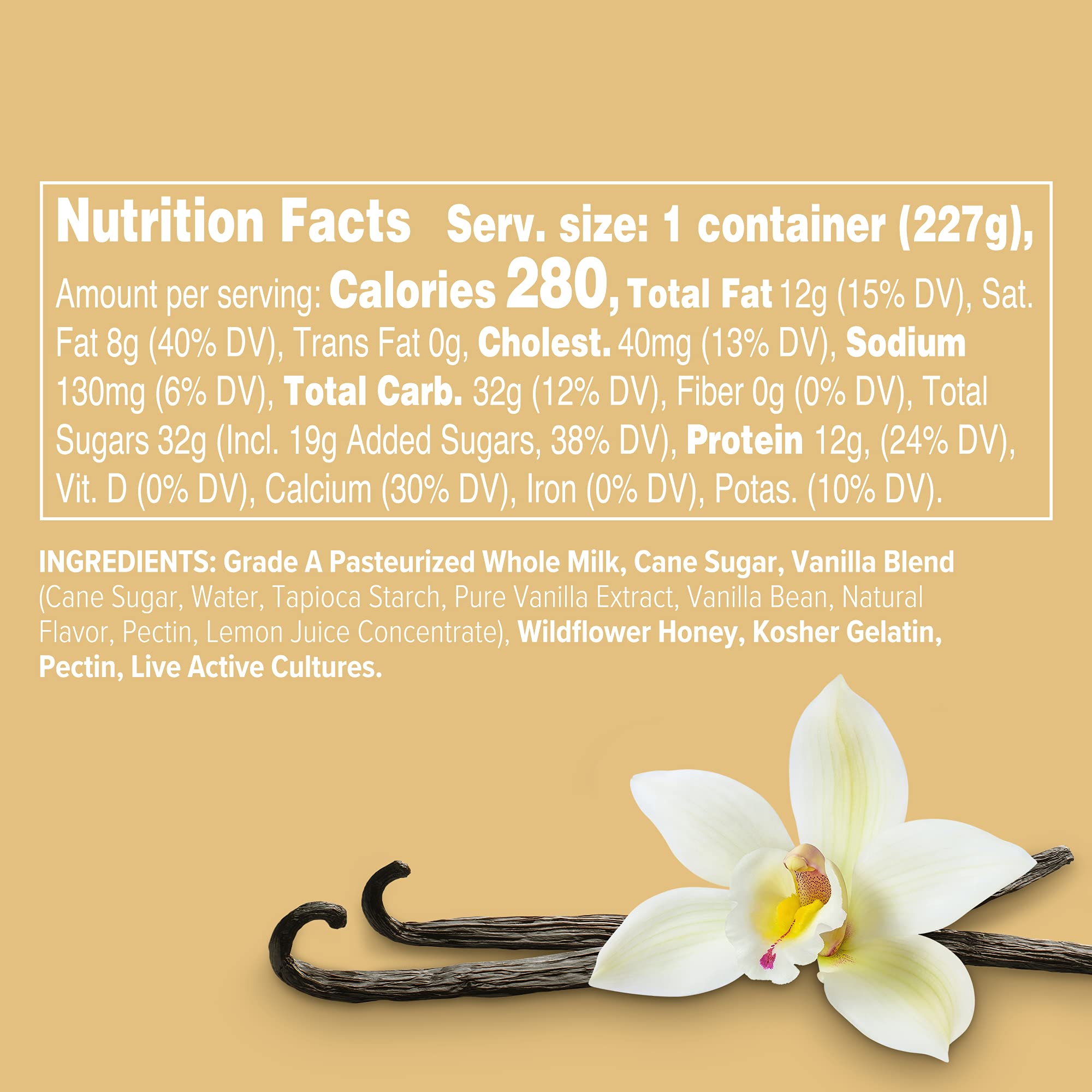 Noosa, Yoghurt Vanilla Bean, 8 Ounce, Probiotic, Whole Milk Yogurt, No Artificial Ingredients, Gluten Free