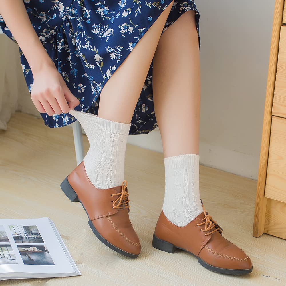 Mcool Mary Womens Crew Socks, Casual Knit Cotton Comfy Breathable Cool Ankle Dress Socks for Girls 6Pack