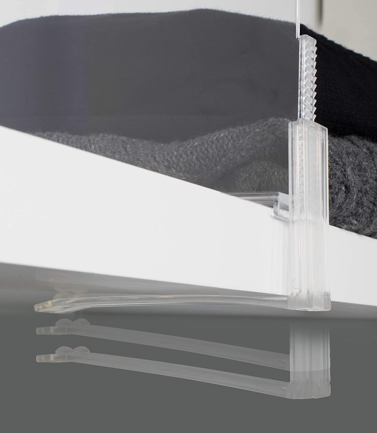 Richards Homewares Acrylic Shelf dividers 2 Pack- Closet Organizer and Storage for Purses, Sweaters, Clothes or Books - Clear Separators for Bedroom Kitchen Cabinets or Office Shelves