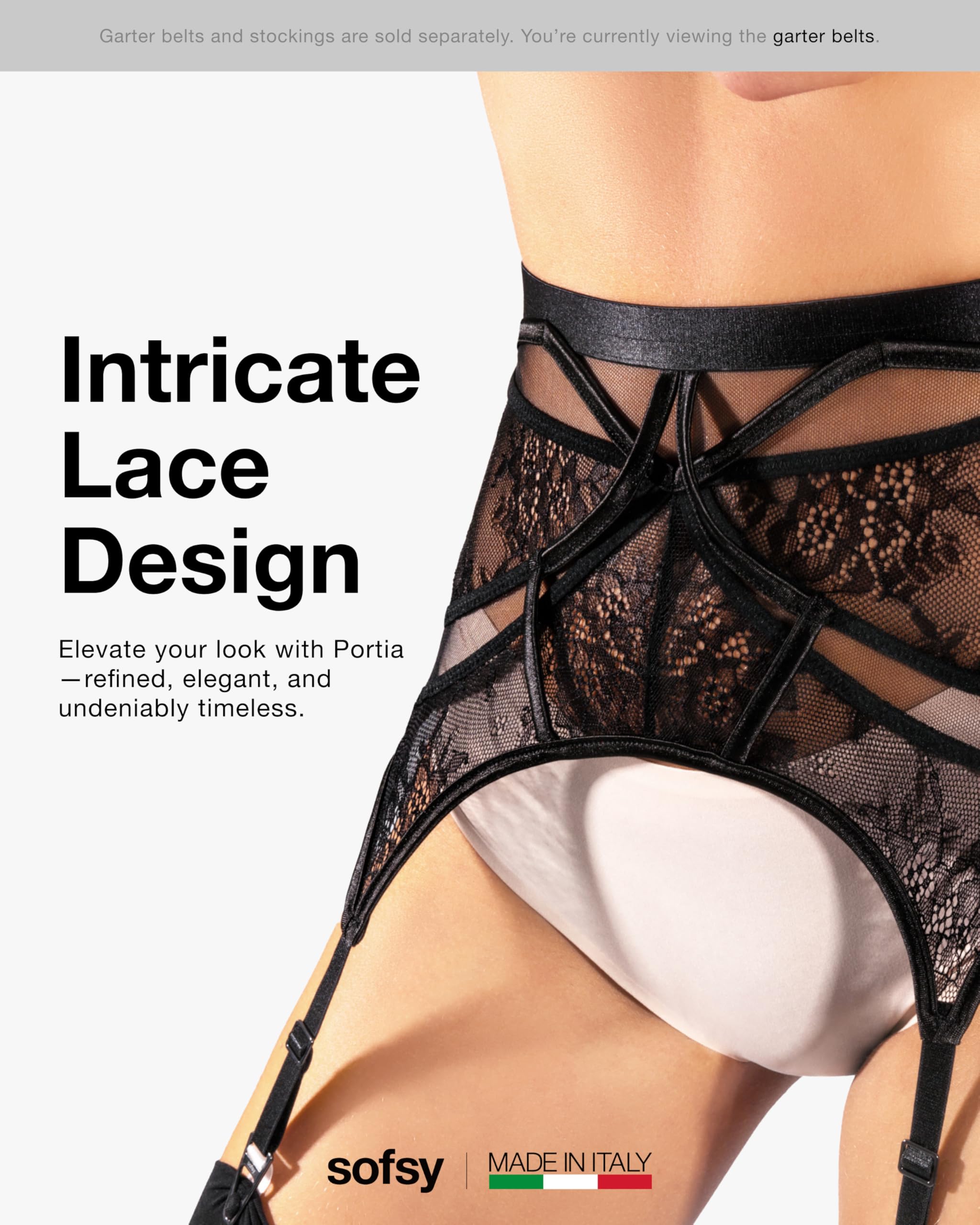 sofsy Adjustable Waist Garter Belt Women Plus Size | Retro Lace Black Lingerie with 4-Strap Metal Clips Stockings Set for Wedding - XL