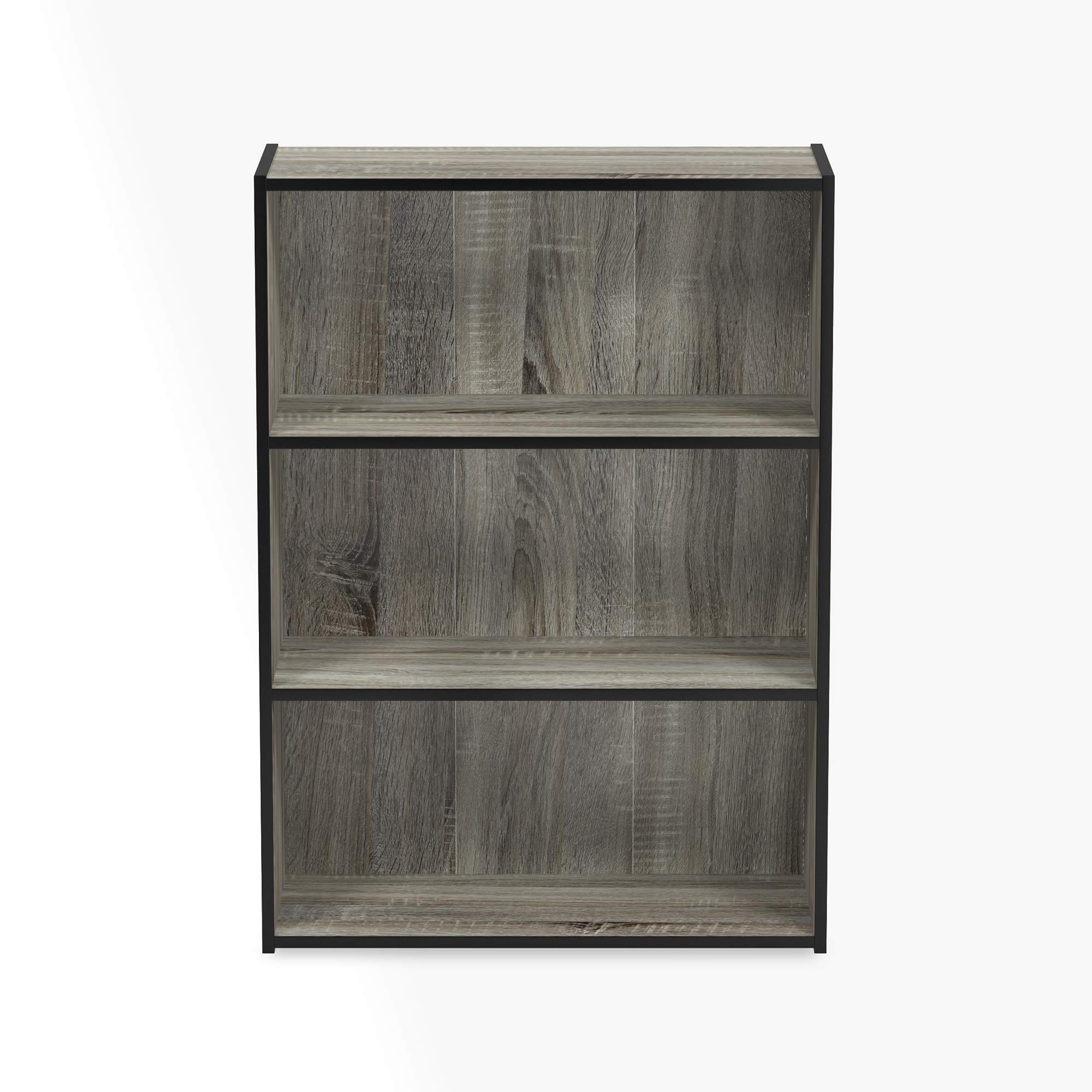 Furinno Pasir 3-Tier Open Shelf Bookcase, French Oak Grey