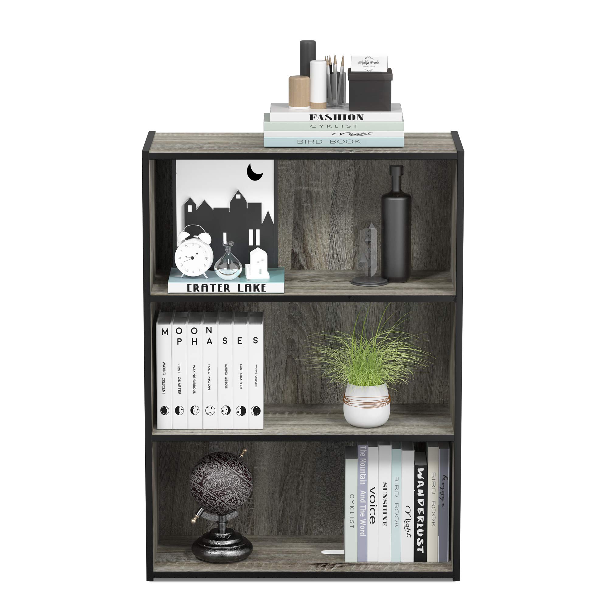 Furinno Pasir 3-Tier Open Shelf Bookcase, French Oak Grey