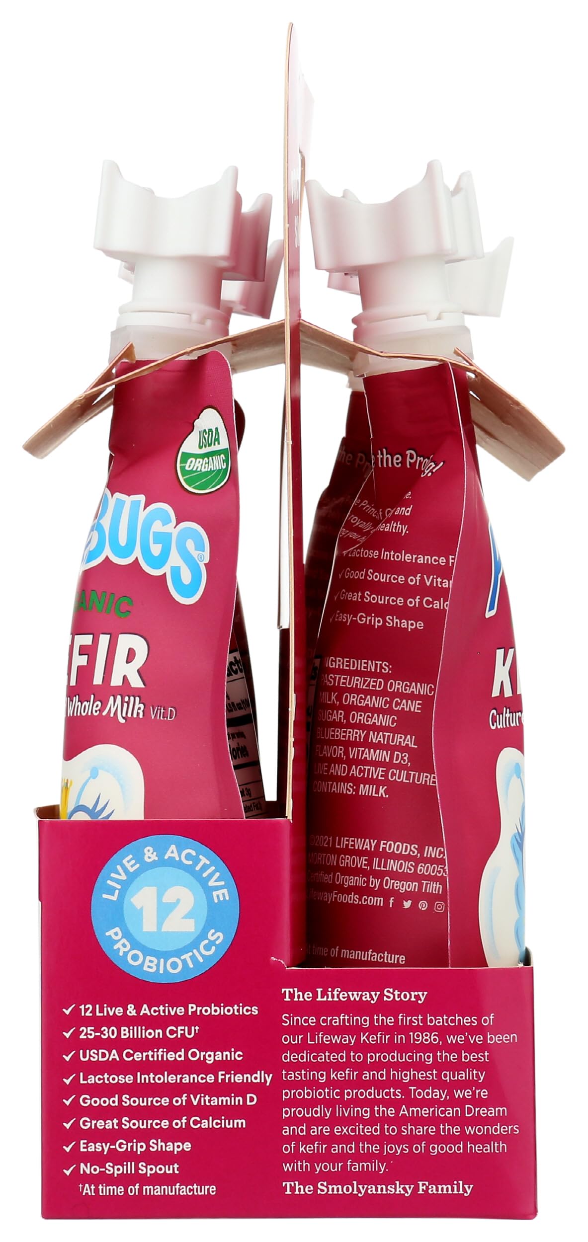 Lifeway Probugs Organic Kefir, Goo-Berry, 3.5 Ounce, 4-Pack