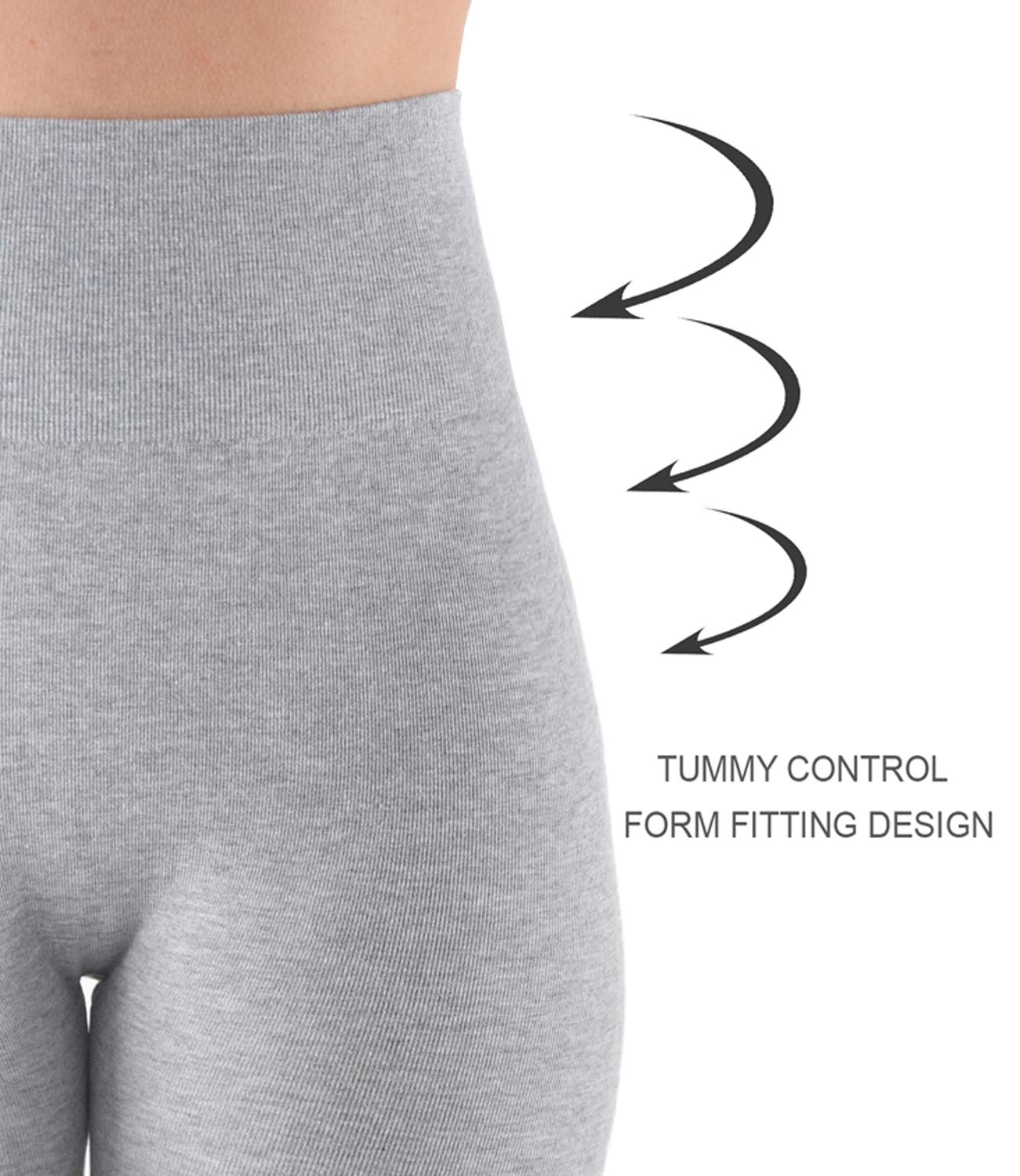 AEKO Women's Yoga Pants Soft Cotton Blend High Waist Workout Leggings (S/M USA 2-6, LHW010N-L.Gry)