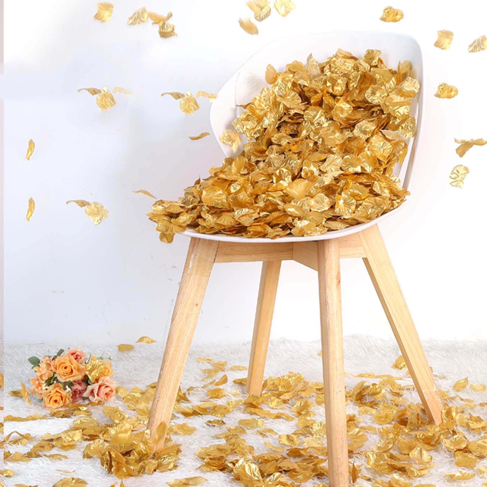 Neo LOONS 1000 Pcs Artificial Silk Rose Petals Decoration Wedding Party Color Gold