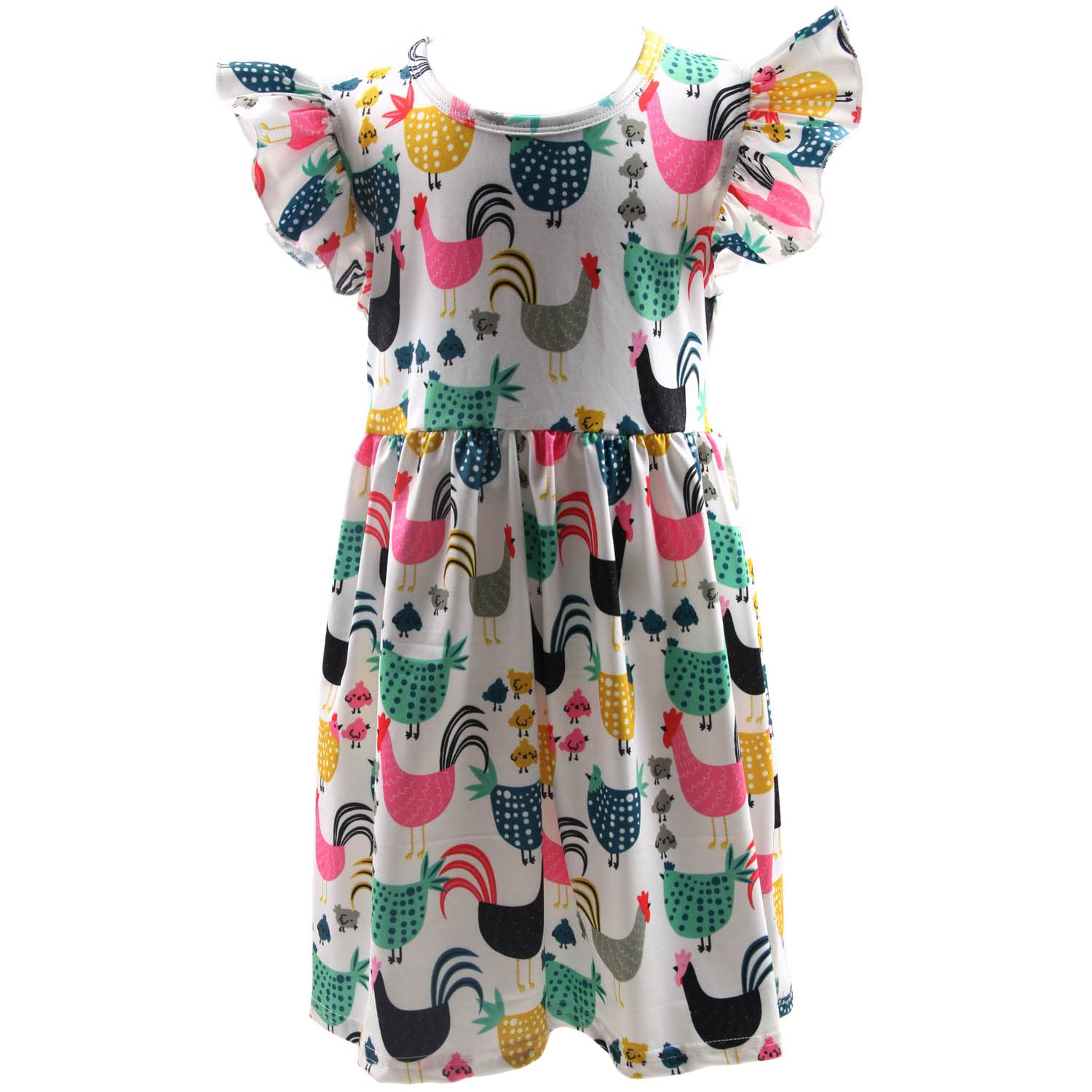 QLIyang Girls Chicken Flutter Sleeve Dress Birthday Party Flower Baby Girl Dress 4T