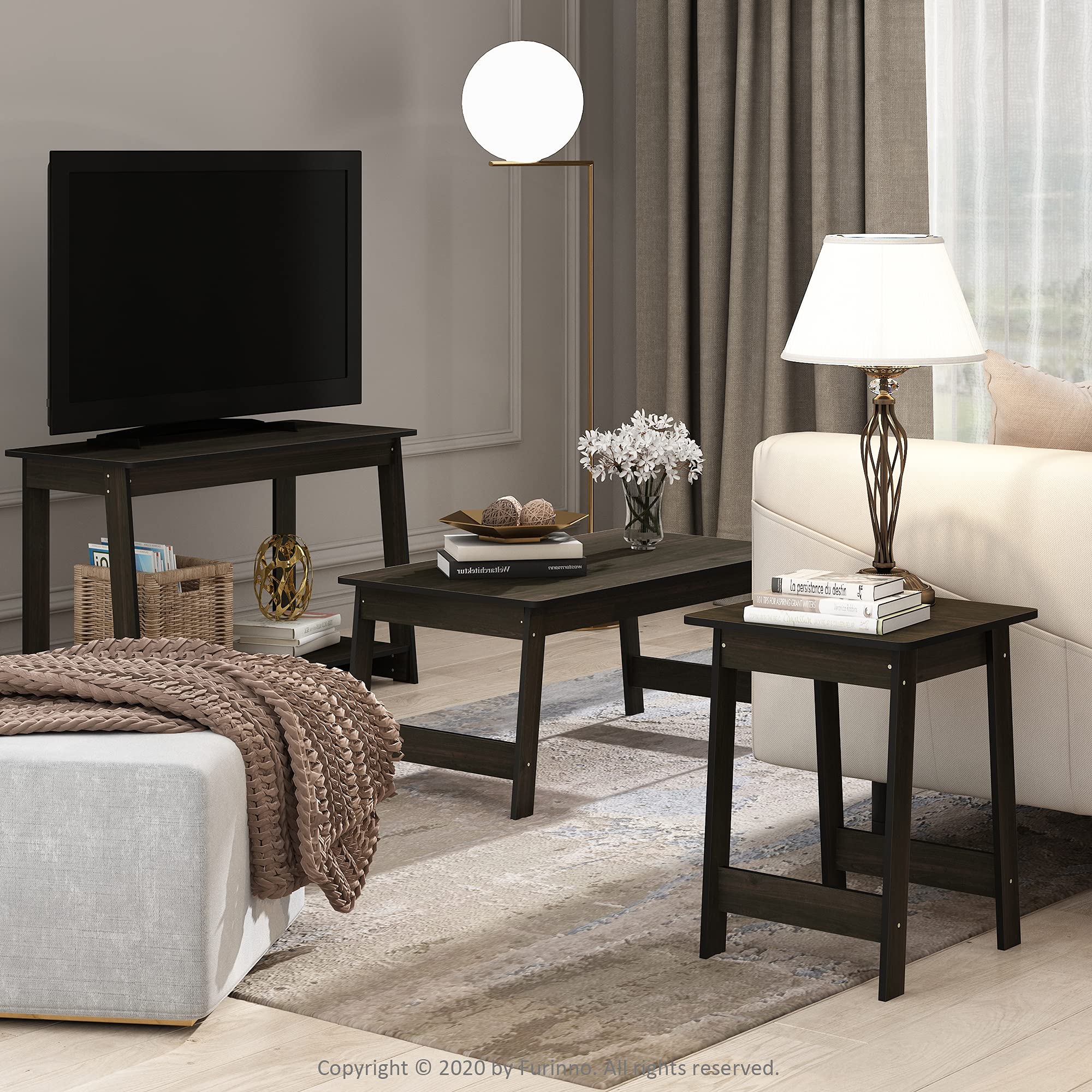 FURINNO Beginning, End Table, Espresso