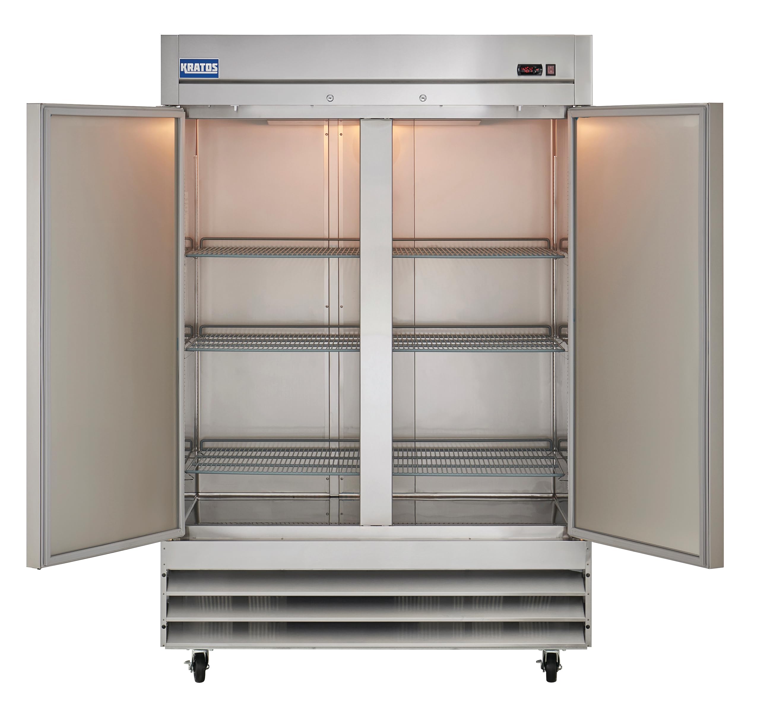 Kratos Commercial Freezer- 2- Solid Door Reach-In, Stainless Steel Exterior, 54" W (67K-005)