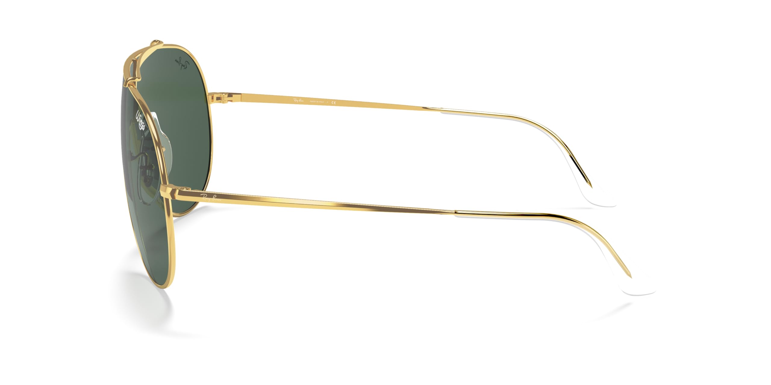 Ray-Ban RB3597 Wings Shield Sunglasses, Gold/Dark Green, 33 mm