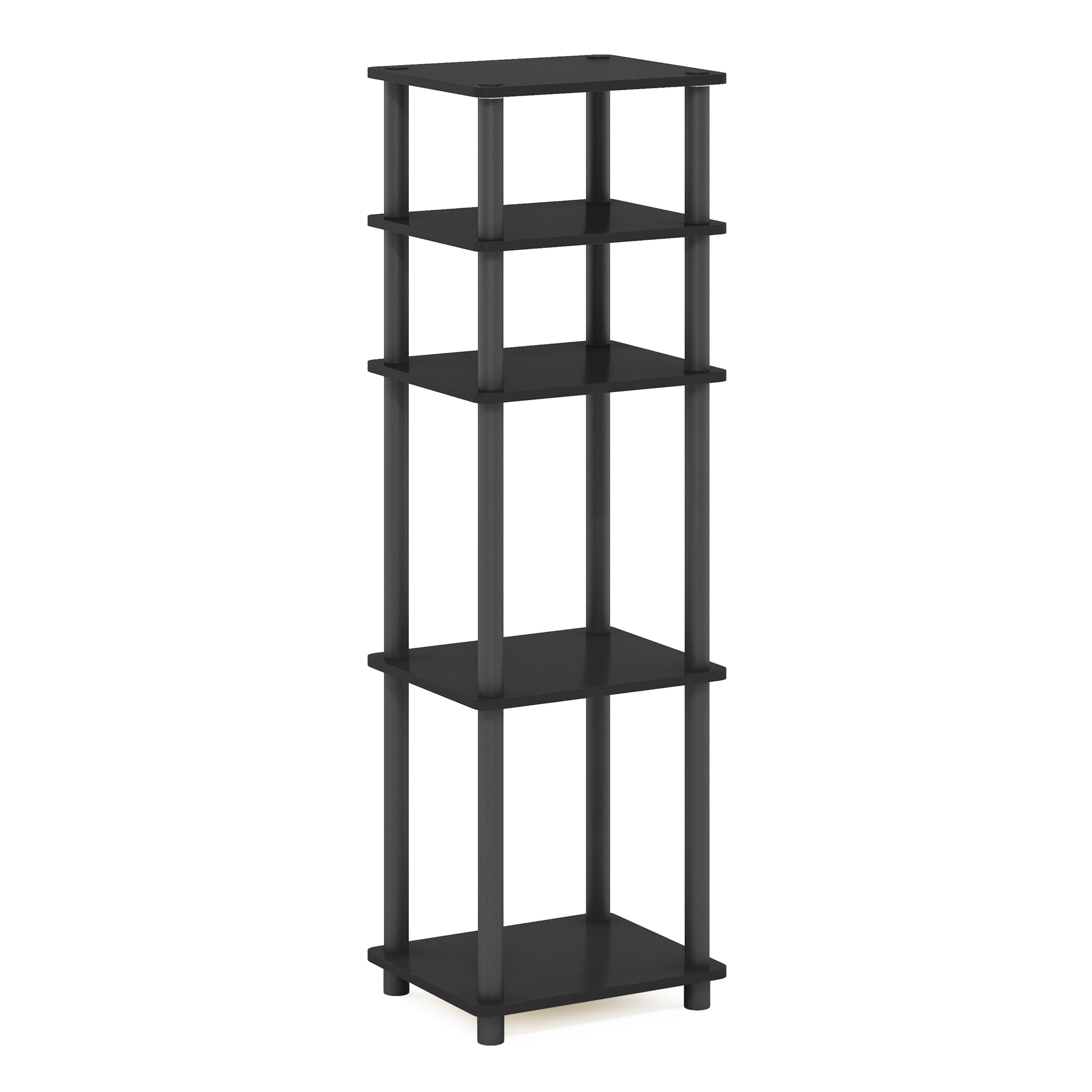 Furinno Just 3-Tier Turn-N-Tube End Table / Side Table / Night Stand / Bedside Table with Plastic Poles, 2-Pack, Americano/Black