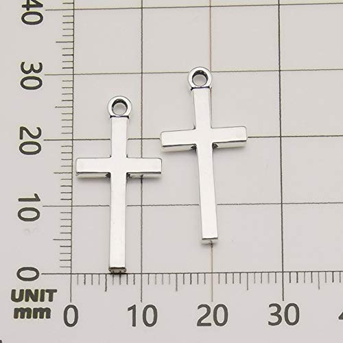 100pcs 13x27mm Silver Small Cross Charms Pendants Beads for Jewelry Making Crafting Findings Accessory for DIY Necklace Bracelet (7916)