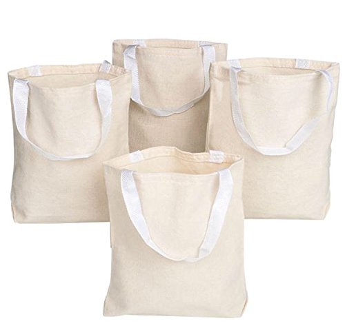 GIFTEXPRESS 12 Pack 12.75"H x 10.65" W Natural Color Canvas Tote Bag/ Canvas Craft Bags/ Canvas Grocery bags (12 Pack)