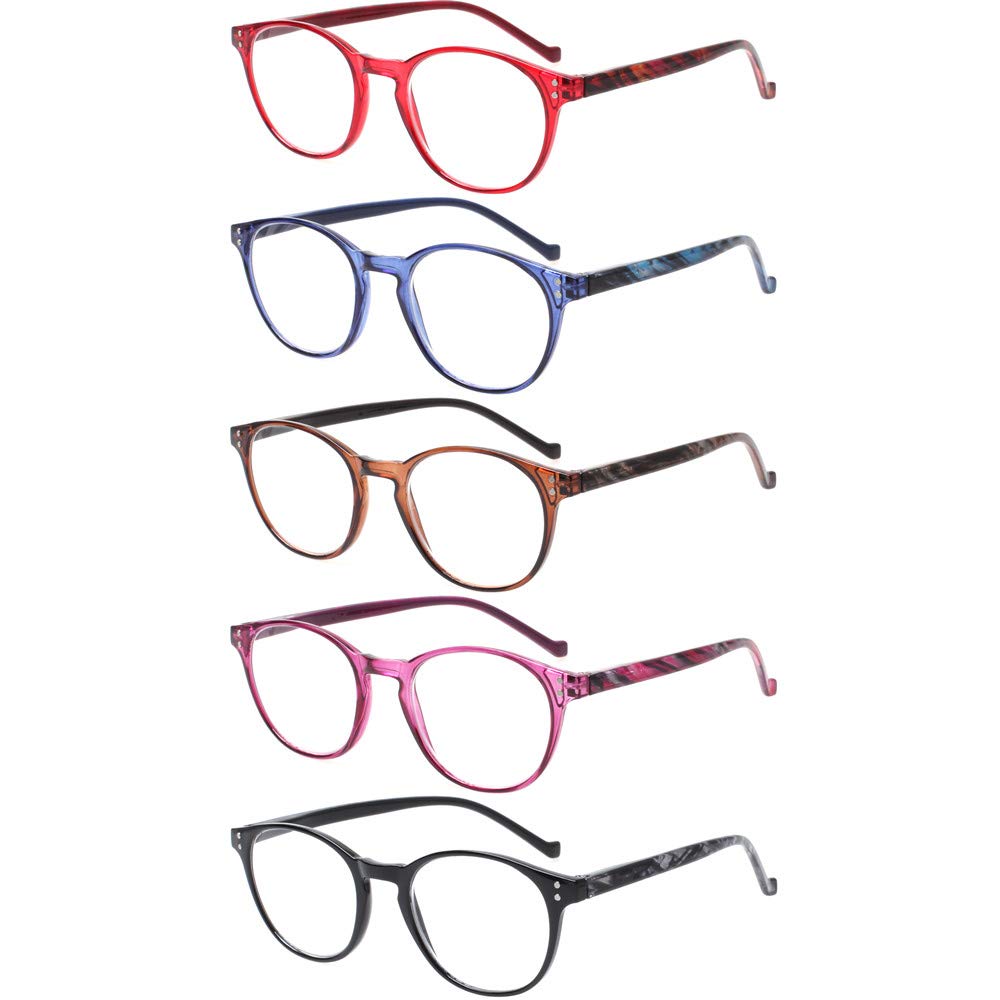 NORPERWIS 5 Pairs Reading Glasses - Standard Fit Spring Hinge Readers Glasses for Men and Women (Black Purple Red Blue Brown, 1.75)