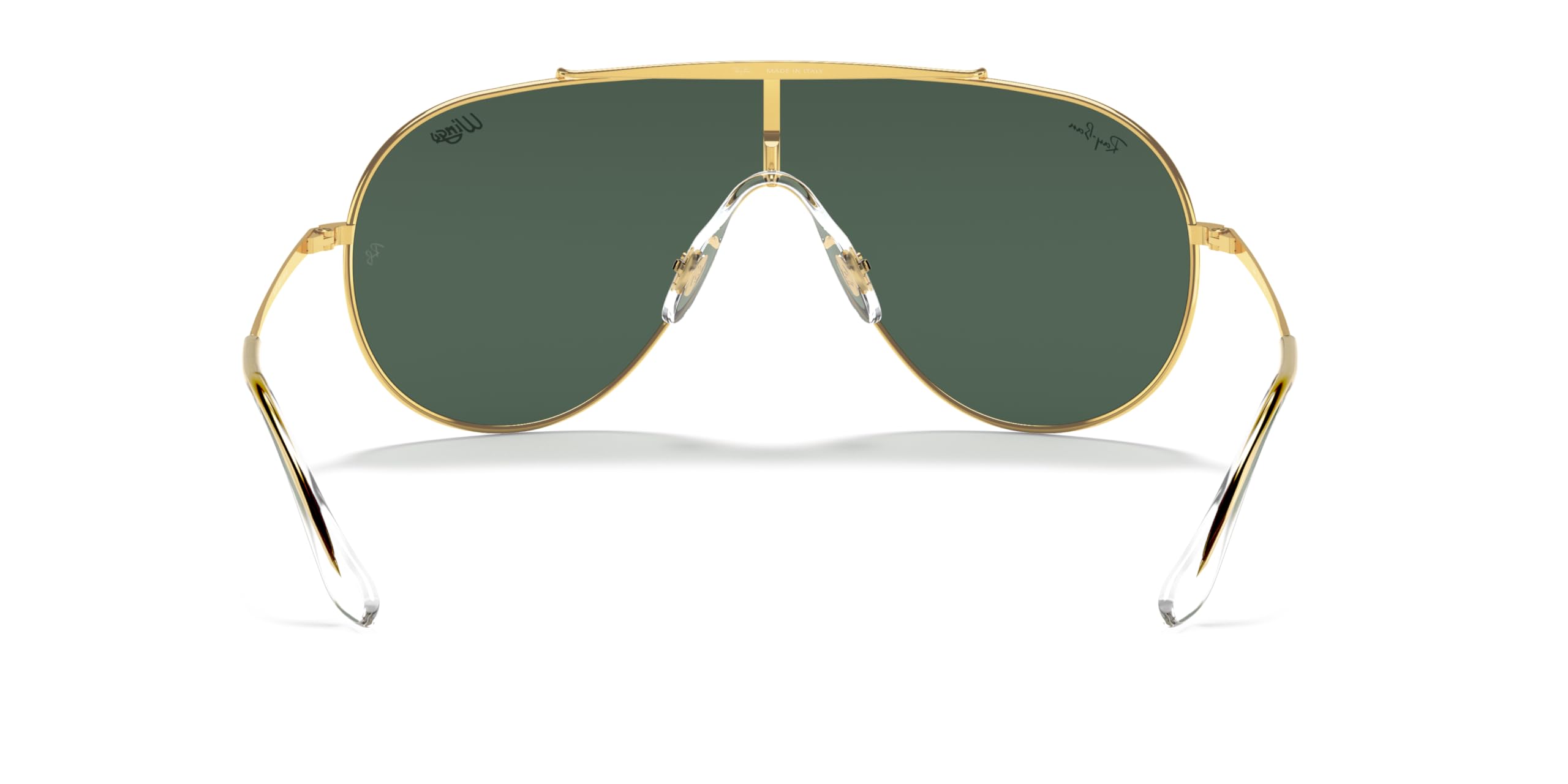 Ray-Ban RB3597 Wings Shield Sunglasses, Gold/Dark Green, 33 mm