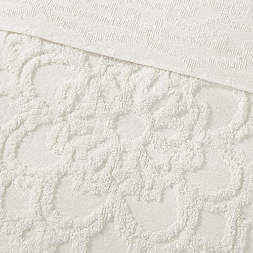 Madison Park Laetitia Lightweight 100% Cotton Quilt Set, Breathable Chenille Tufted, Shabby Chic Boho Medallion Design, Sham, Floral Ivory w/ Tassels, King/California King (104 in x 92 in) 3 Piece