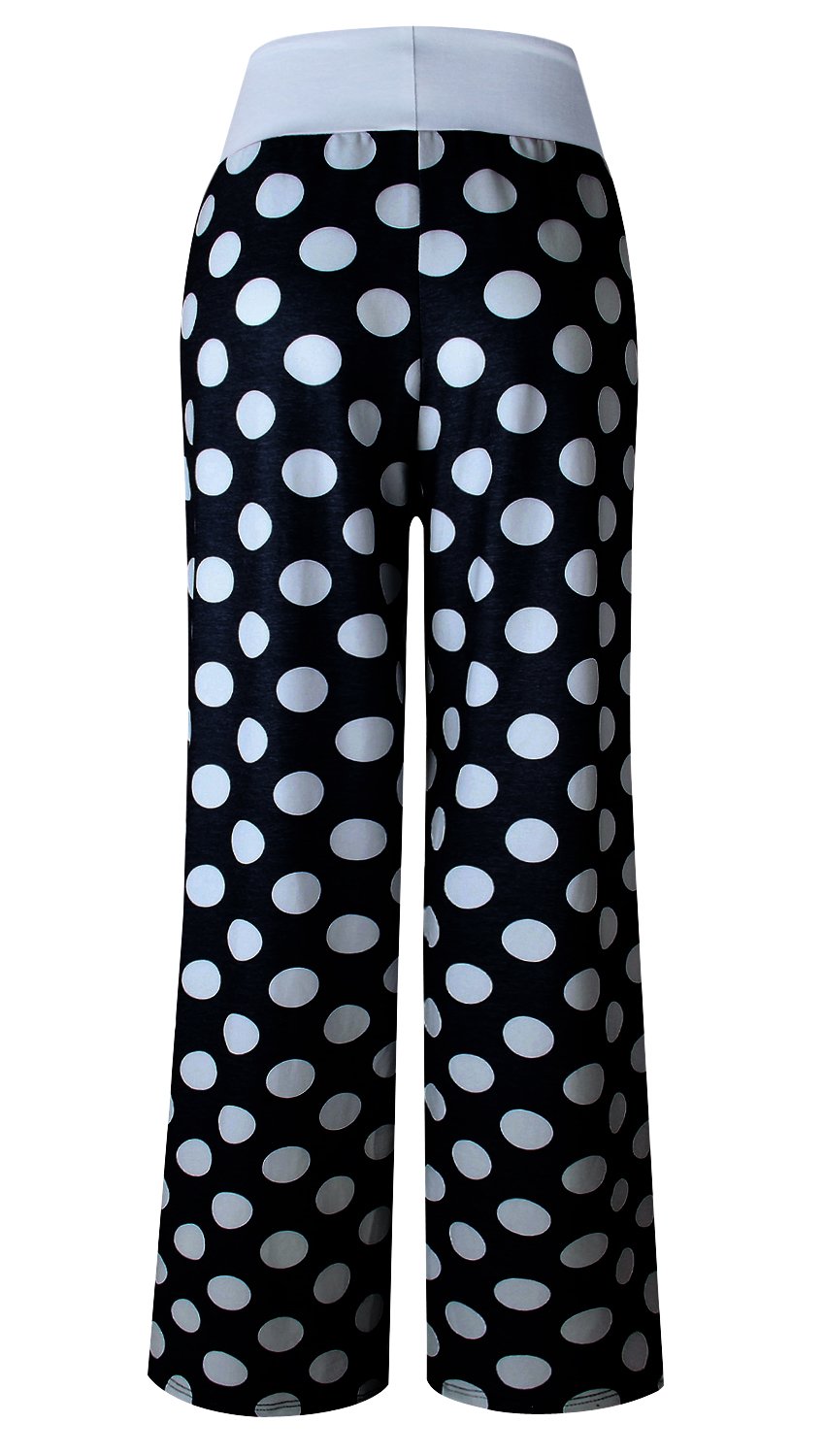 AMiERY Womens High Waisted Pants Soft Stretch Sleep Polka Dot Juniors Pants Pajamas Bottoms Wide Leg Pants Joggers Lounge Palazzo Pants Black S
