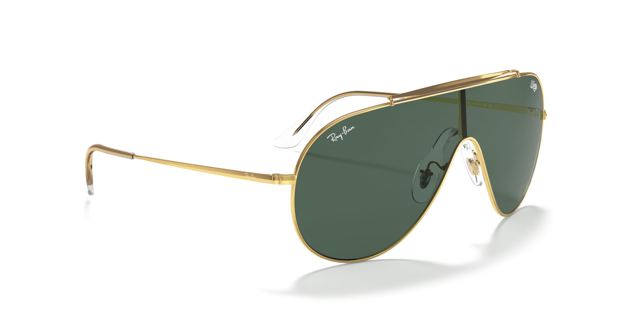 Ray-Ban RB3597 Wings Shield Sunglasses, Gold/Dark Green, 33 mm