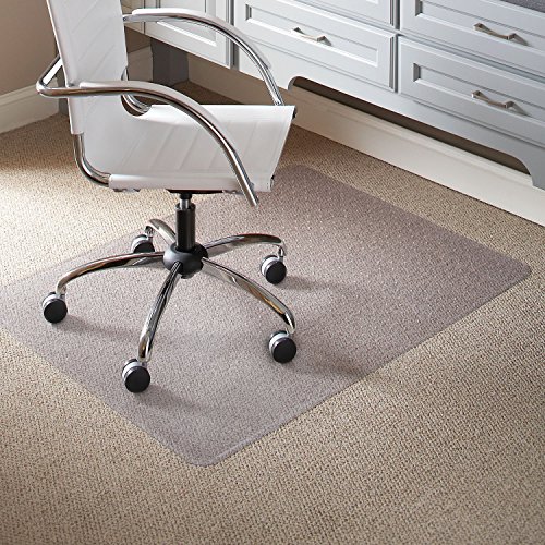 Chair Mat for Medium Pile Carpet, 60"x72" Rectangle, Clear Vinyl Beveled Edge, Clear