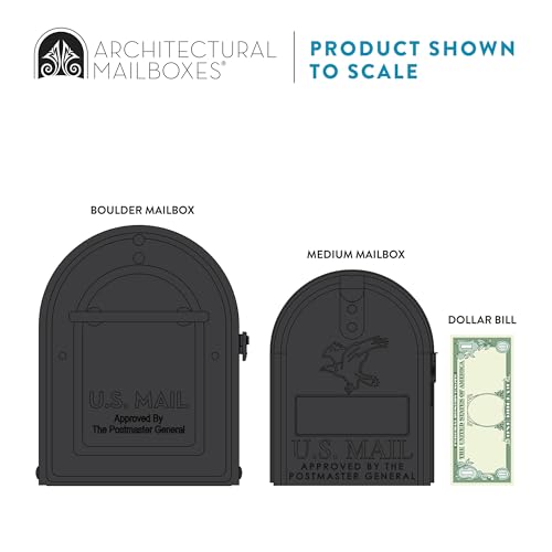 Architectural Mailboxes 7900-7B-SR-10 Boulder Postmount Mailbox, Large, Black