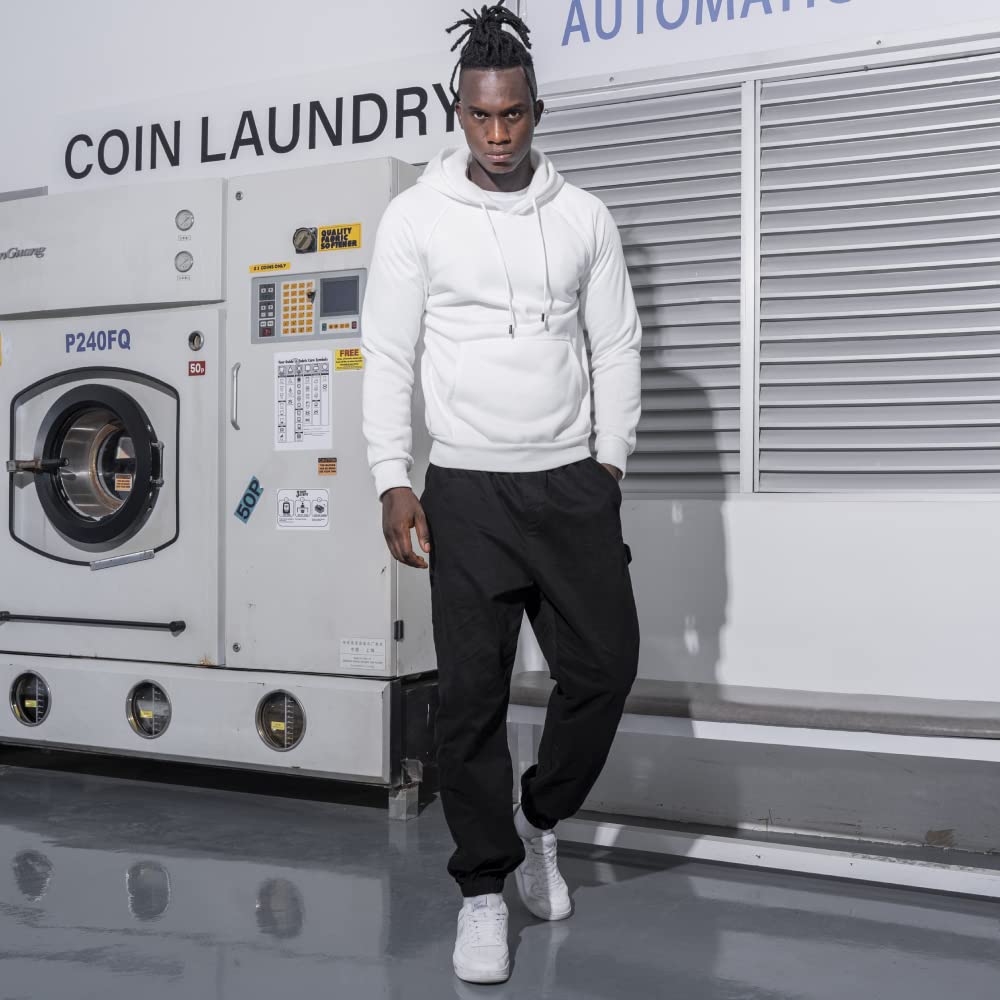 TOLOER Men's Hoodies Pullover Slim Fit Solid Color Sports Outwear Sweatshirts White XX-Large