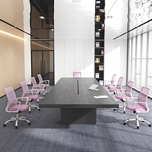 Office Chair Desk Chair Home Office Computer Chair with Wheels Mesh Office Chair with Lumbar Support, Mid Back Ergonomic Office Desk Chair with Armrests Adjustable Work Chairs, Pink
