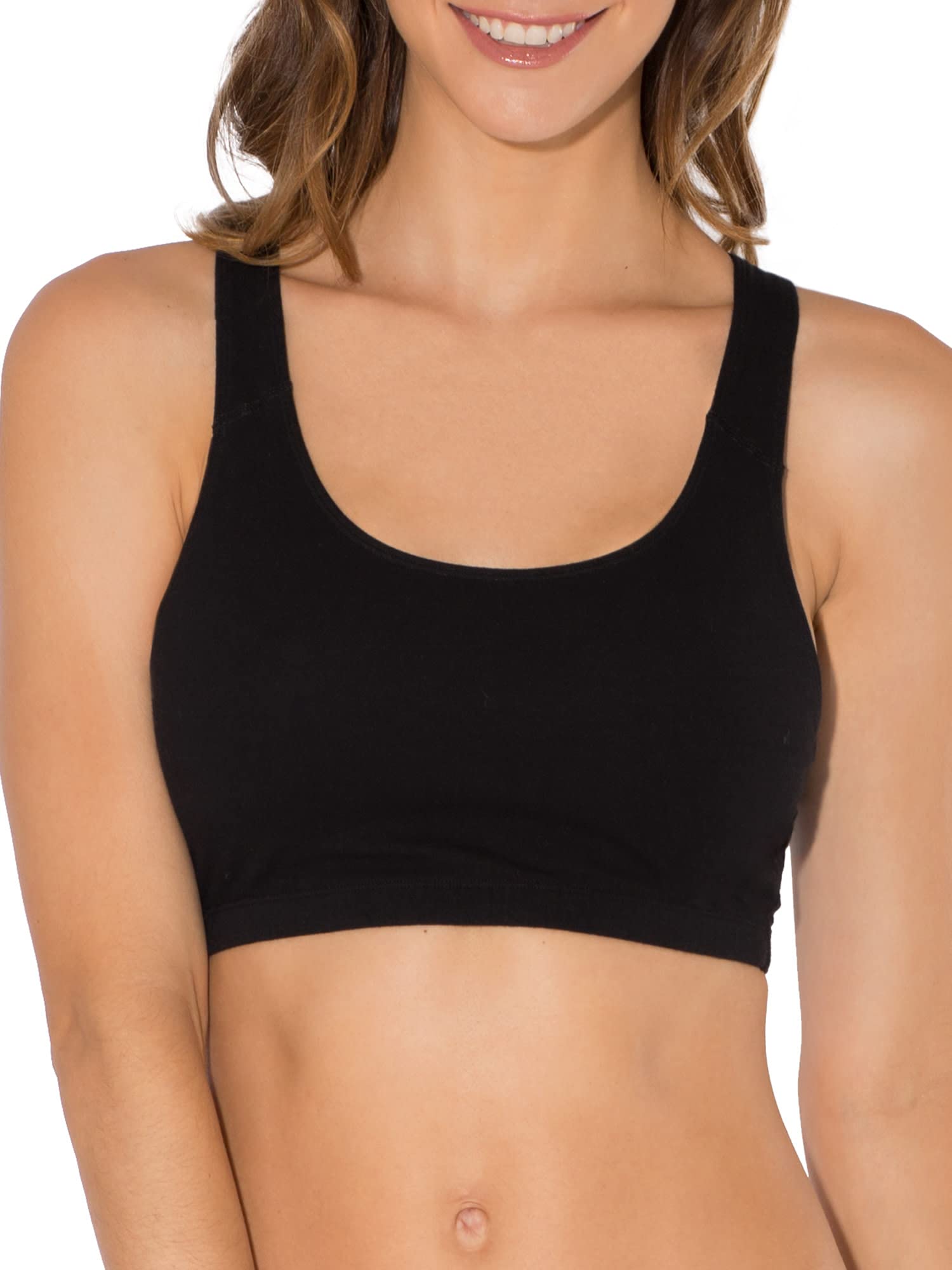 Fruit of the Loom womens Built Up Tank Style Sports Bra, Blue Gem With Black/White/Black Hue - 3 Pack, 36