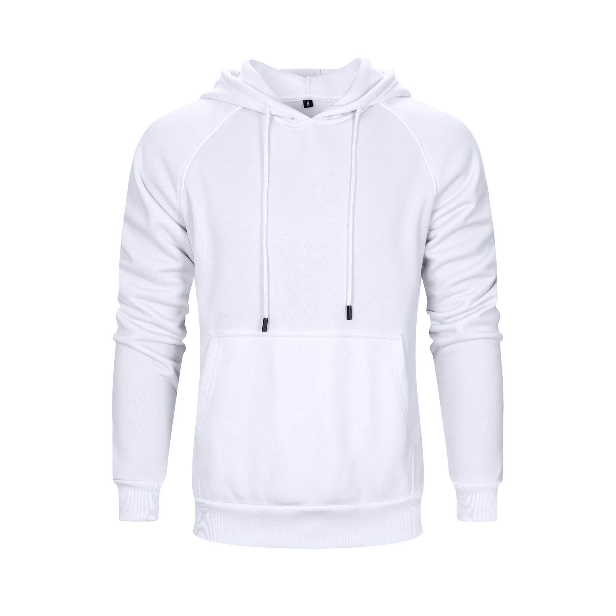 TOLOER Men's Hoodies Pullover Slim Fit Solid Color Sports Outwear Sweatshirts White XX-Large