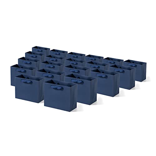 Sdootjewelry Blue Gift Bags, Navy Gift Bag with Handles 8.7×3.9×7.1'' Kraft Paper Bags 20 Pack Heavy Duty Shopping Bags Matte Paper Bags Party Bags Shopping Bags Merchandise Bags