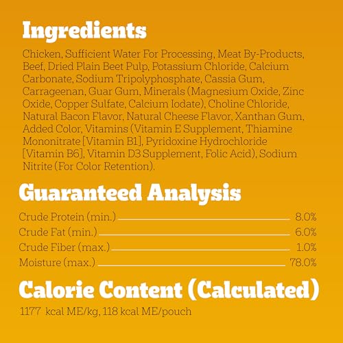 PEDIGREE CHOPPED GROUND DINNER Adult Soft Wet Dog Food, Beef, Bacon & Cheese Flavors, 3.5 oz Pouches, 16 Pack