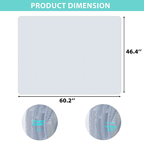 F2C 46"x 60" Clear Office Chair Mat with Lip for Low to Medium Pile Carpet, Rectangle Carpeted Surface Chair Mat, BPA and Phthalate Free