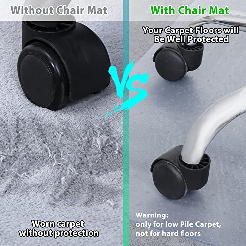 F2C 46"x 60" Clear Office Chair Mat with Lip for Low to Medium Pile Carpet, Rectangle Carpeted Surface Chair Mat, BPA and Phthalate Free