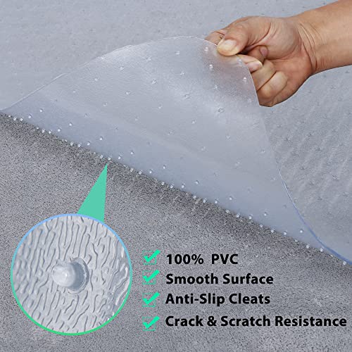 F2C 46"x 60" Clear Office Chair Mat with Lip for Low to Medium Pile Carpet, Rectangle Carpeted Surface Chair Mat, BPA and Phthalate Free