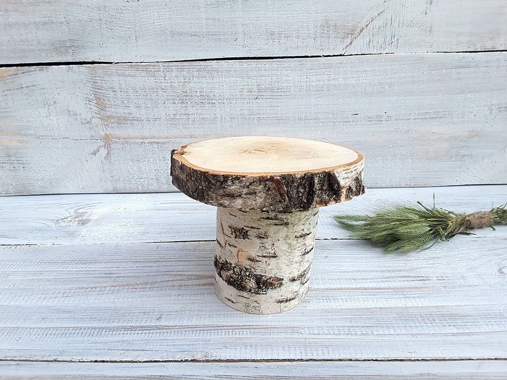 6.5'' Birch wood cake stand Wooden cupcake stand Rustic wedding decorations Wood centerpieces Rustic baby shower decoration cupcake holder
