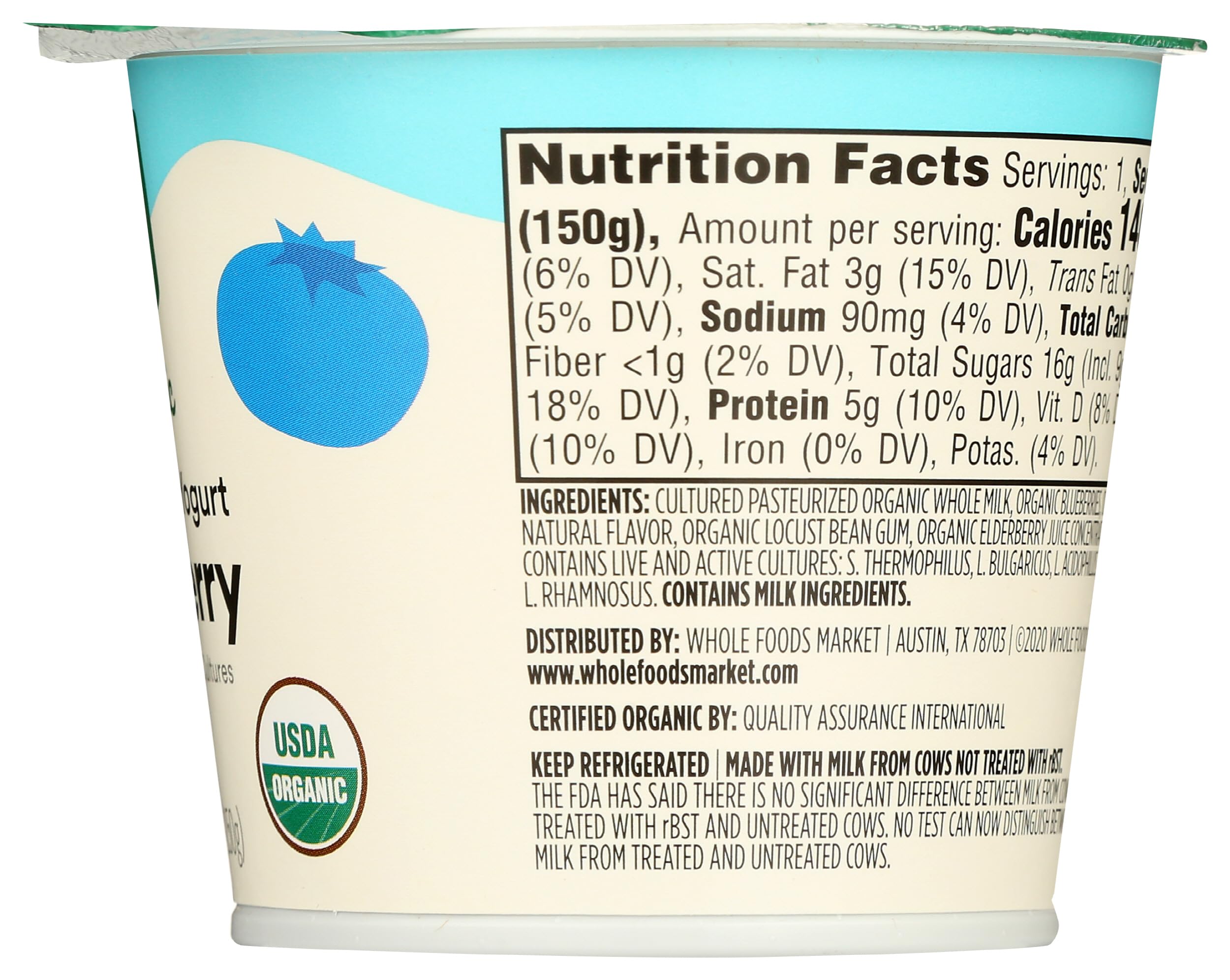 365 by Whole Foods Market, Yogurt Blueberry Organic, 5.3 Ounce